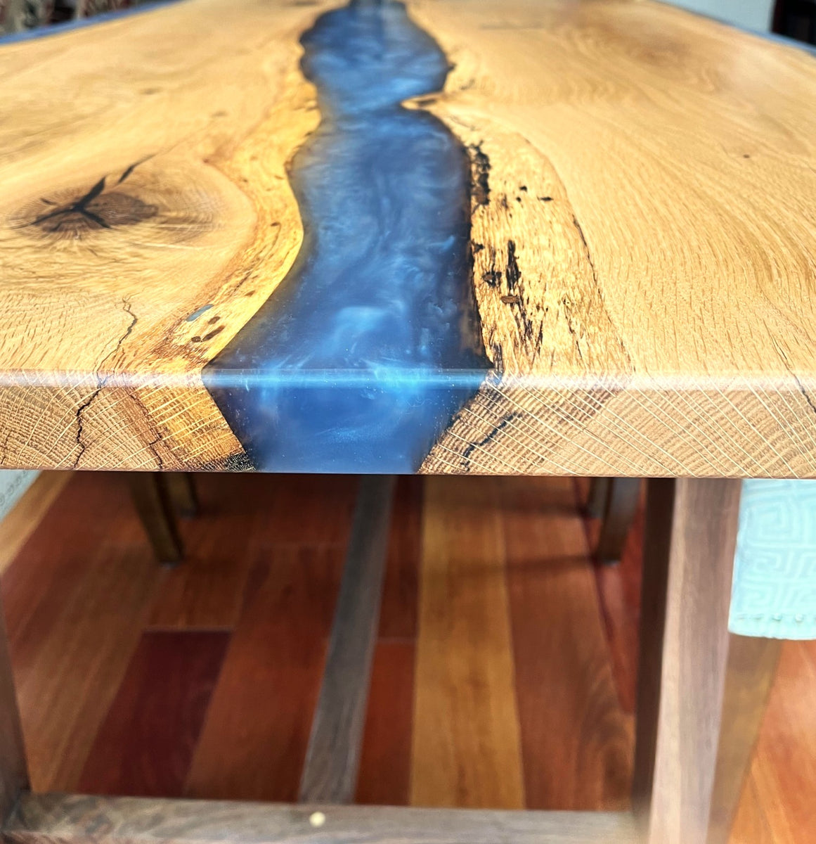 White Oak Epoxy Resin River Dining Table – The WoodenStone