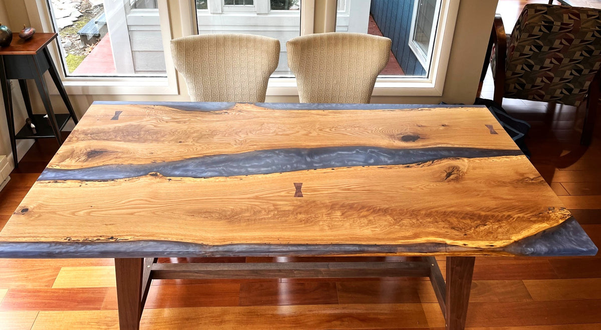 White Oak Epoxy Resin River Dining Table – The WoodenStone