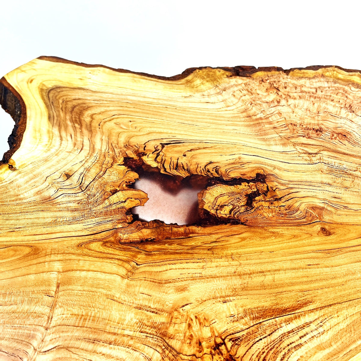 Live Edge Cherry Burl End Table with Liberty Copper Epoxy Resin with C ...