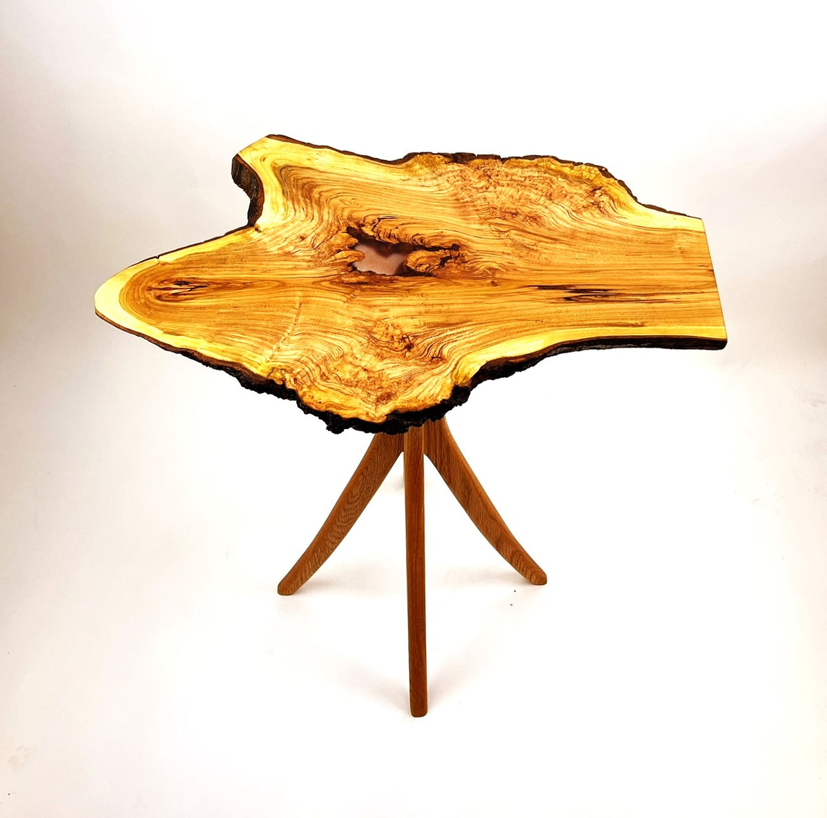 Live Edge Cherry Burl End Table with Liberty Copper Epoxy Resin with C ...