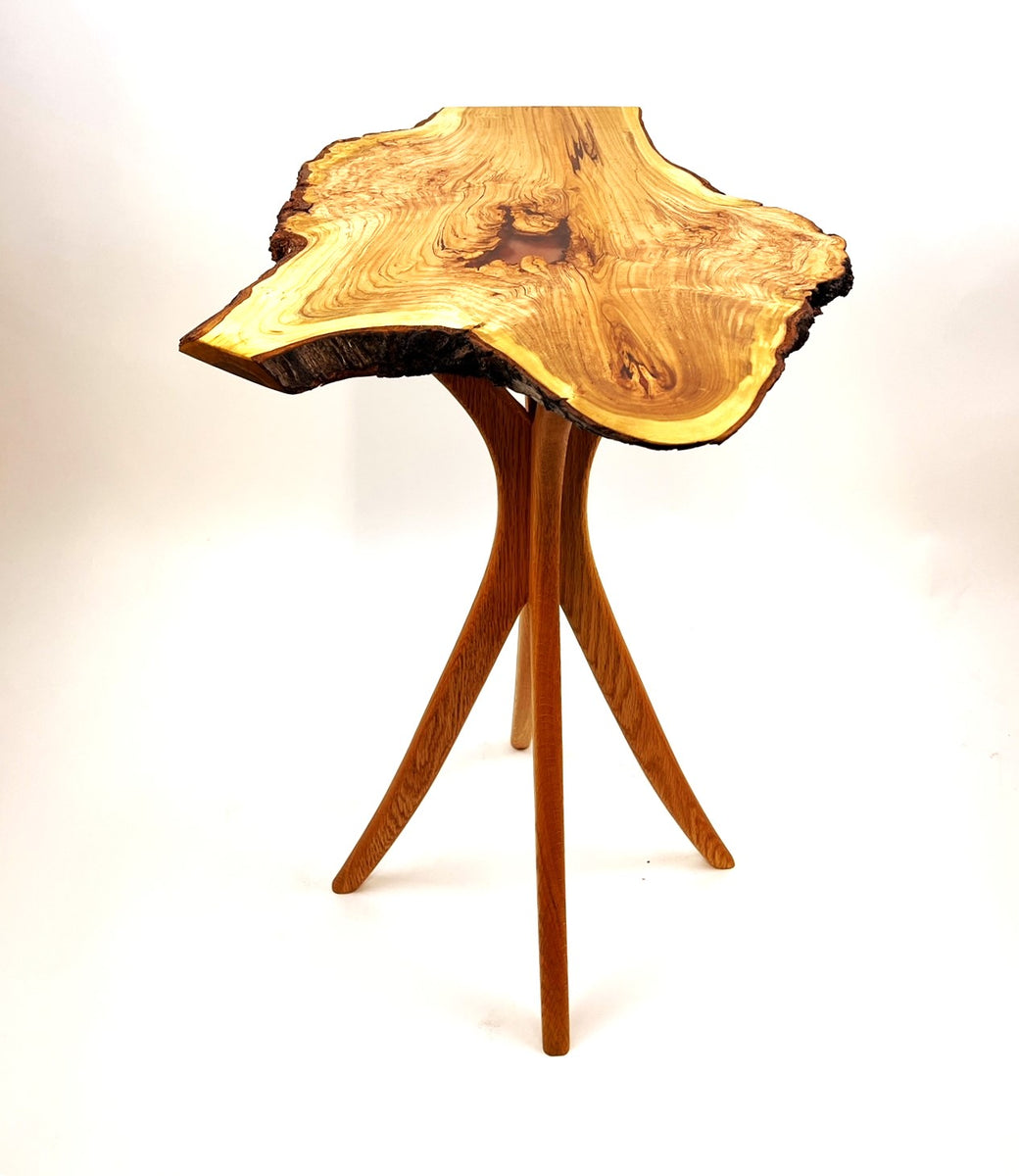 Live Edge Cherry Burl End Table with Liberty Copper Epoxy Resin with C ...