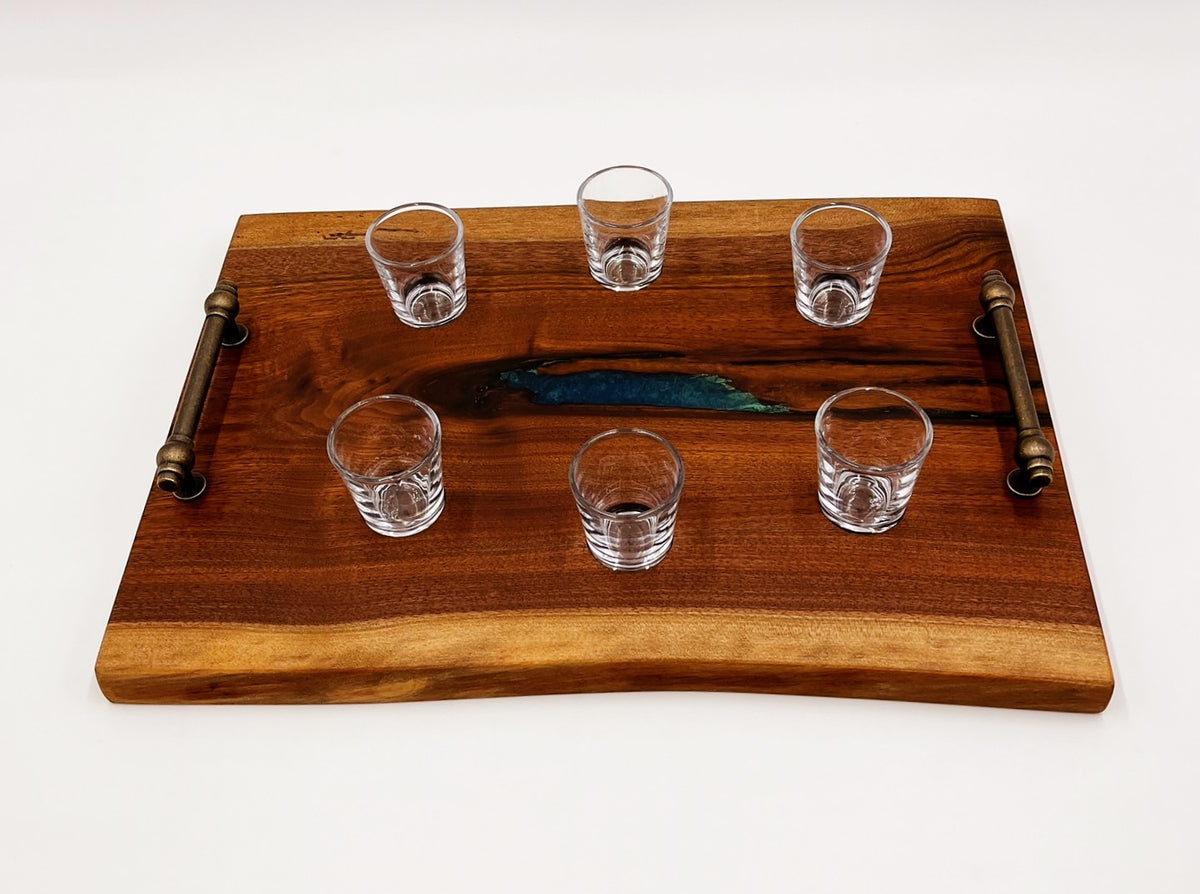 Live Edge Walnut Epoxy Resin Shot Serving Tray – The WoodenStone