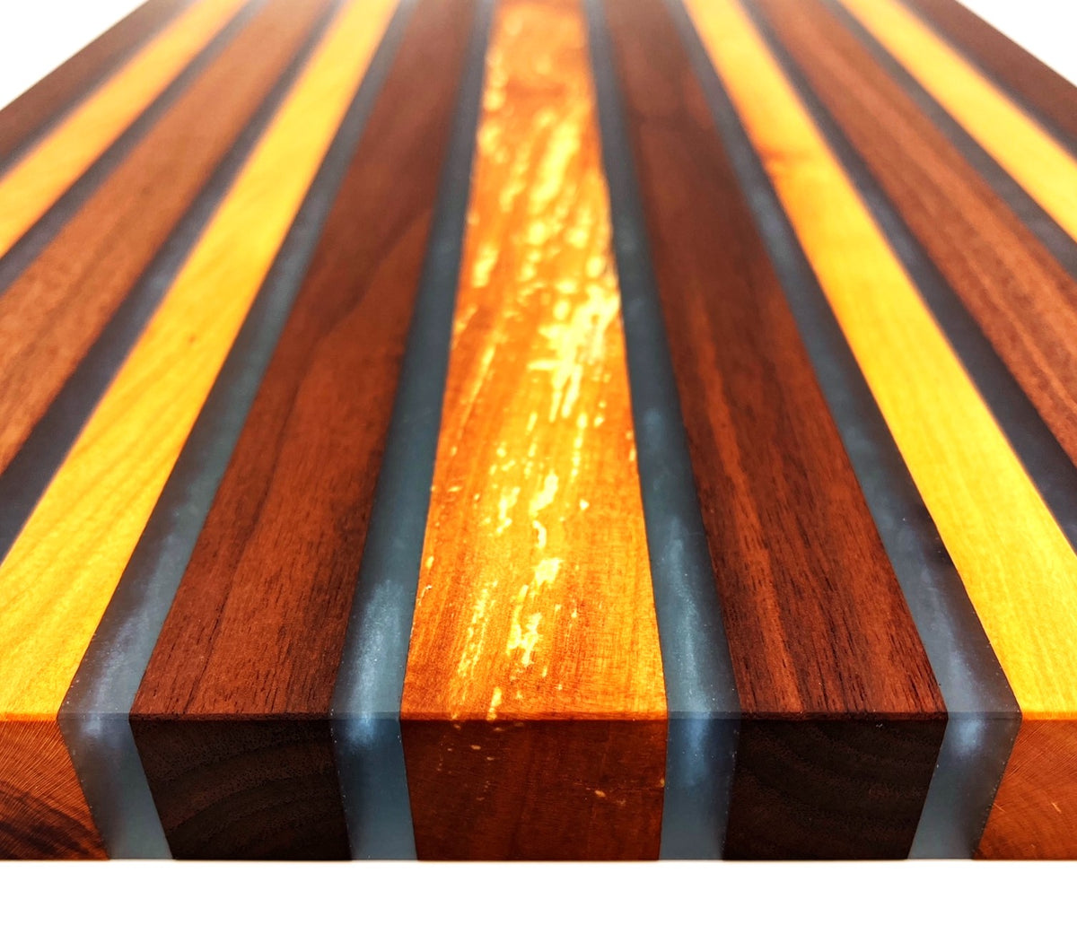 Walnut, Cherry and Applewood End Grain Epoxy Resin Cutting Board – The ...